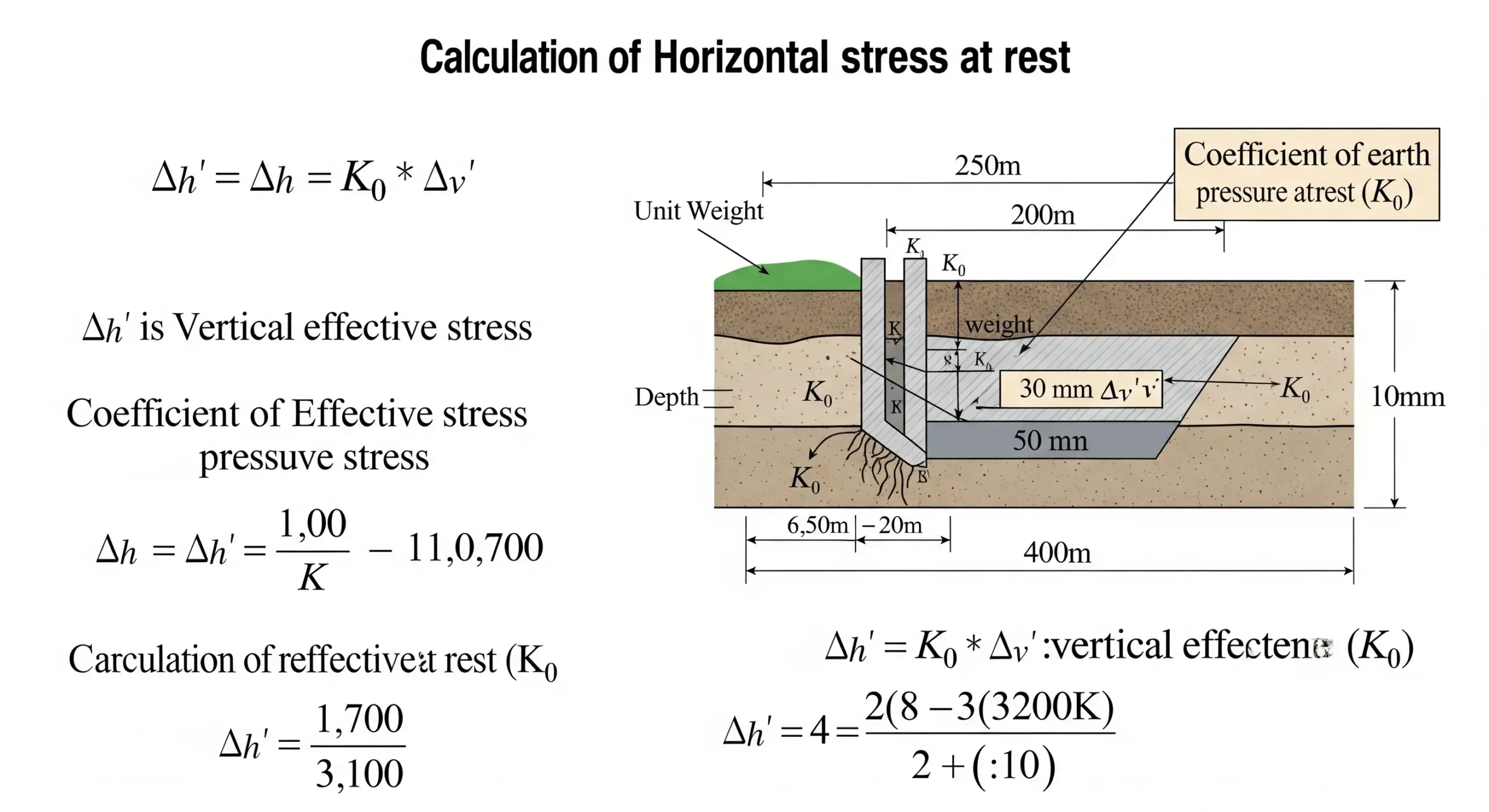 Calcul de la Contrainte Horizontale au Repos (K0) - Exercice corrigé