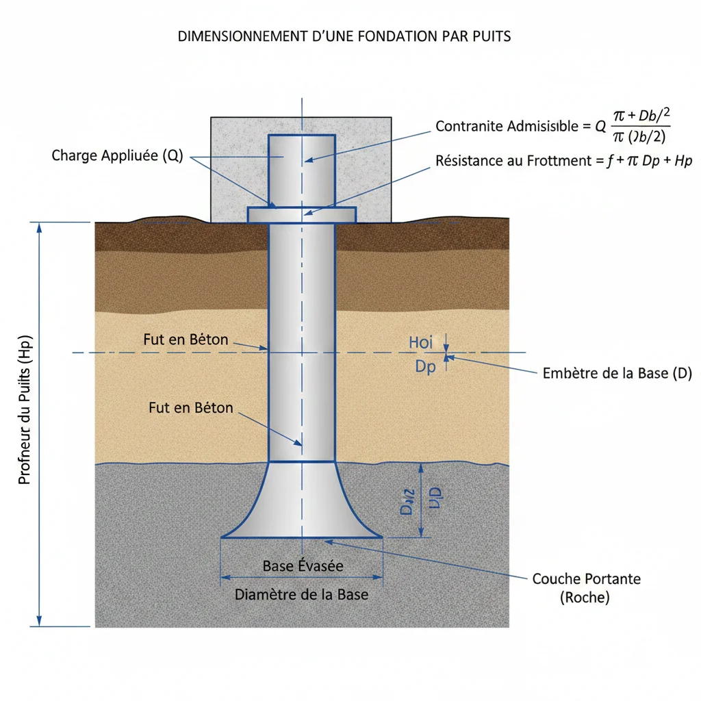 Dimensionnement d'une Fondation par Puits - Exercice corrigé